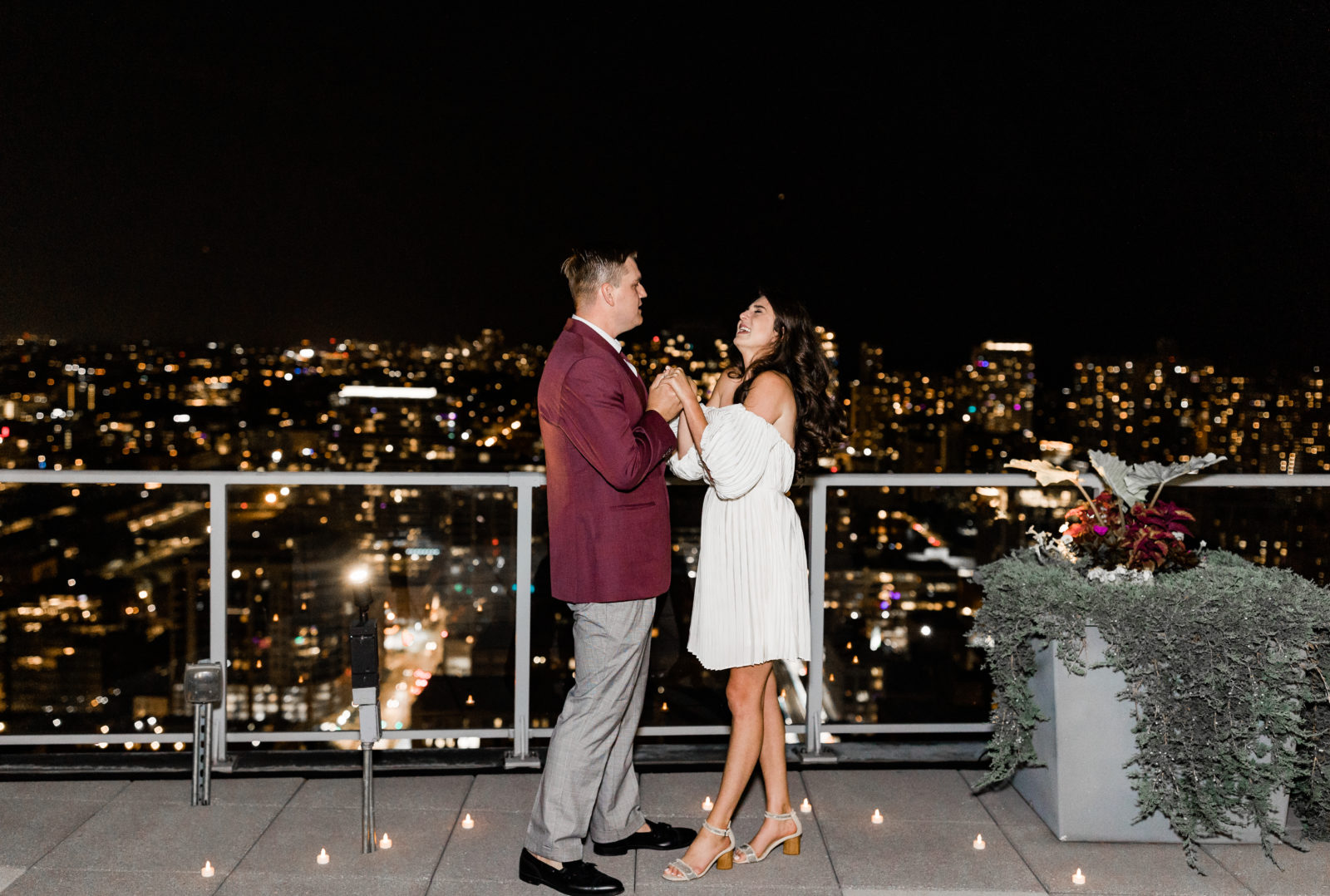 Surprise Nighttime Proposal on a Rooftop in Chicago - expeditionjoy.com