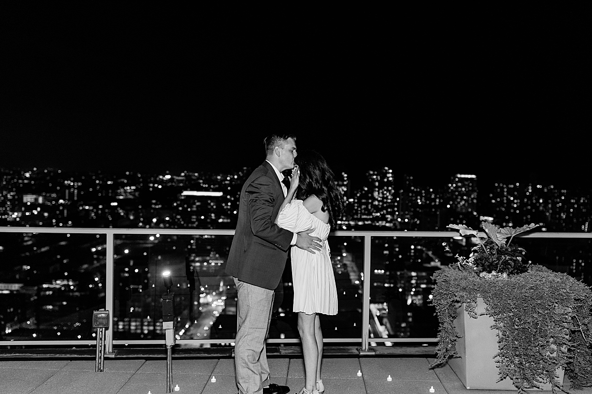 Surprise Nighttime Proposal on a Rooftop in Chicago - expeditionjoy.com
